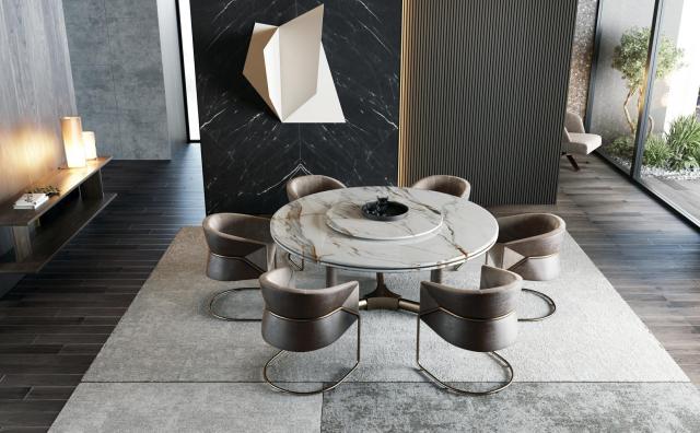 Luxury marble sintered stone slab dining table customizable