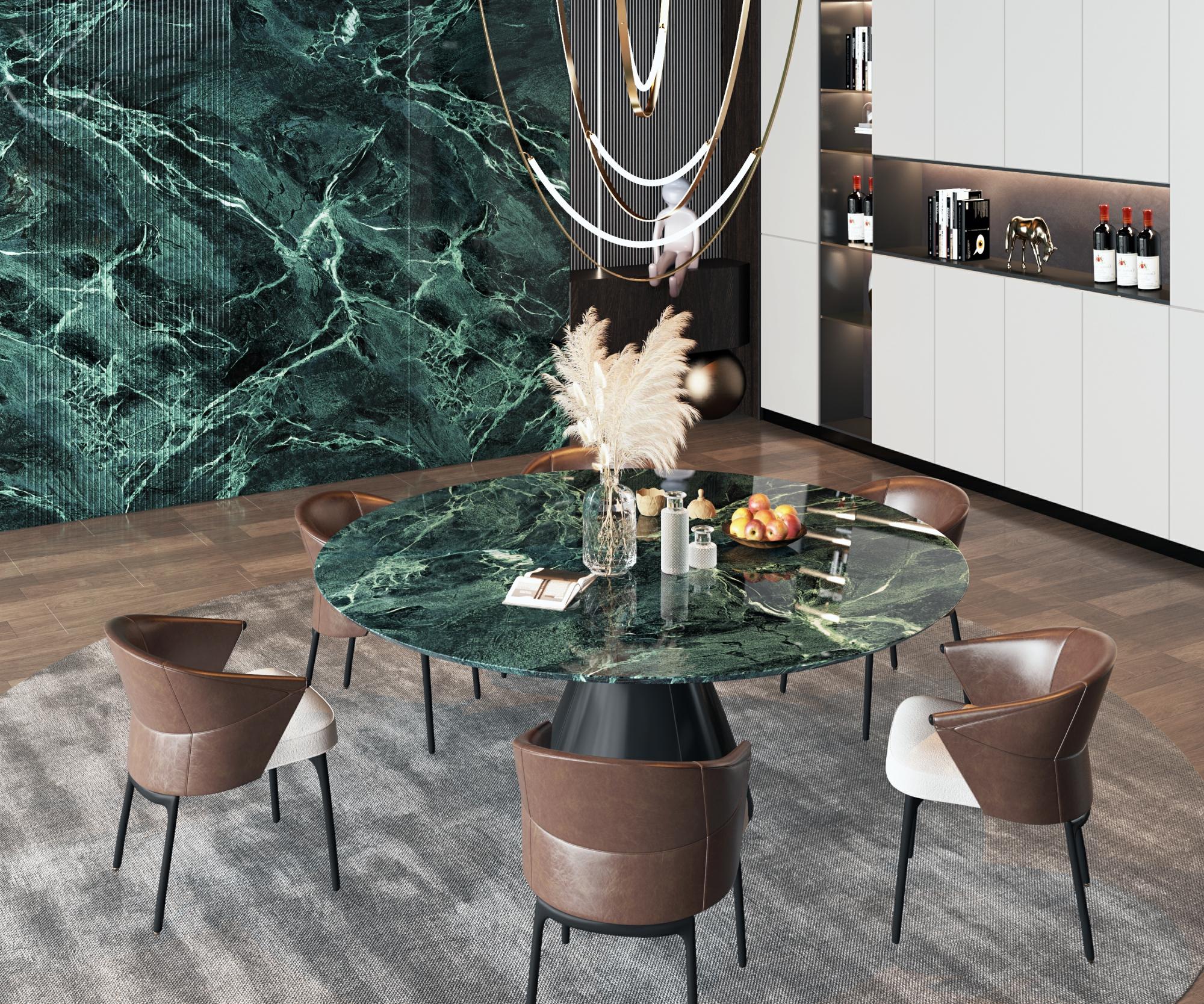 Luxury full body Sintered stone Round dining table processed