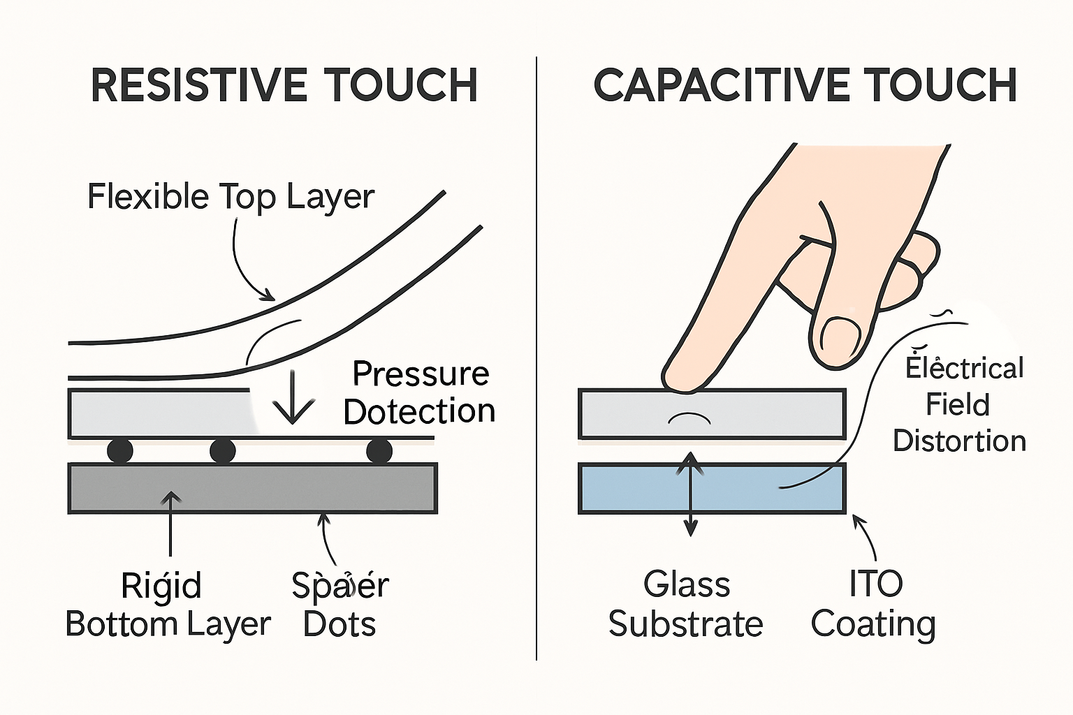 Figure 1: Structural comparison of resistive and capacitive touch ...