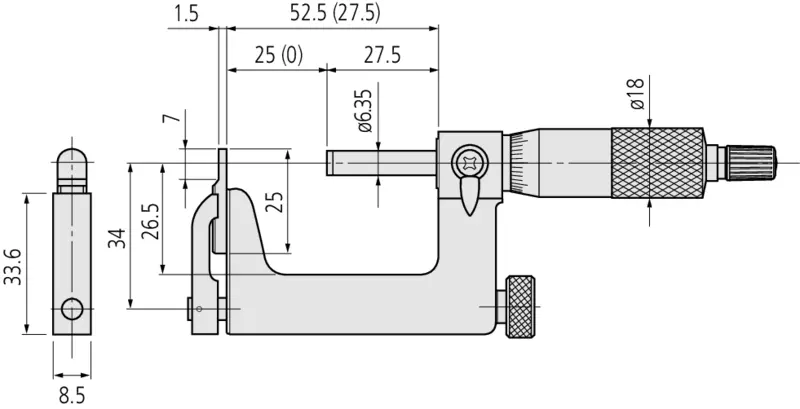 Interchangeable Anvil Micrometer 0-25mm 117-101,Micrometers