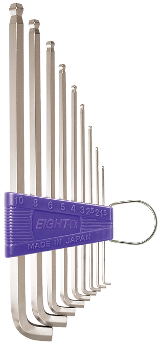 Short Arm Taper Head Hex Key Wrench 9-Piece Flat Type Holder Set TTS-9 ...