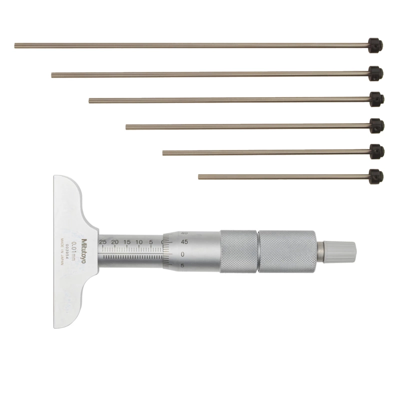 Depth Micrometer, Interchangeable Rods 0-150mm, 63mm Base 129-112,Depth ...