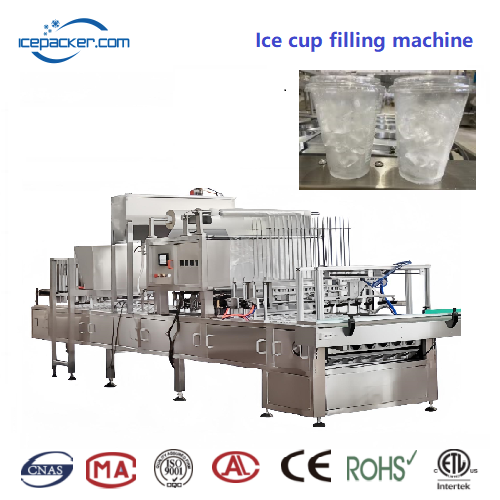 Tube ice making and tube ice cups filling packing machine