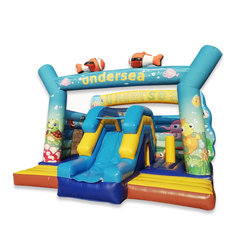 Ocean World Children's Inflatable Playground Slide + Castle Combination