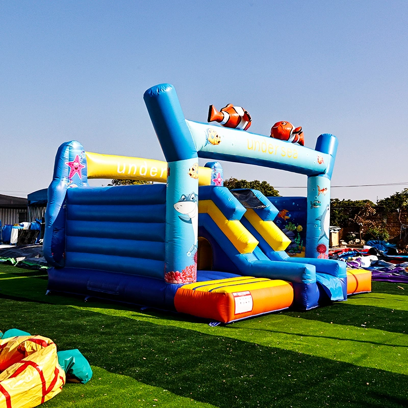 Ocean World Children's Inflatable Playground Slide + Castle Combination