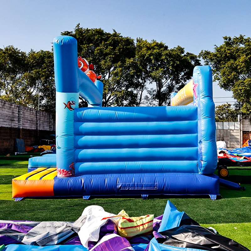 Ocean World Children's Inflatable Playground Slide + Castle Combination