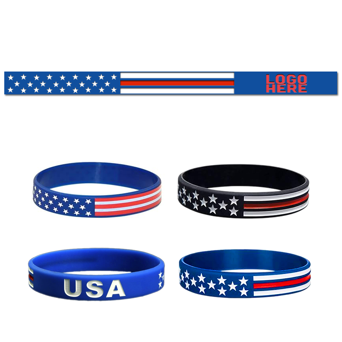 Debossed American Flag Silicone Bracelet