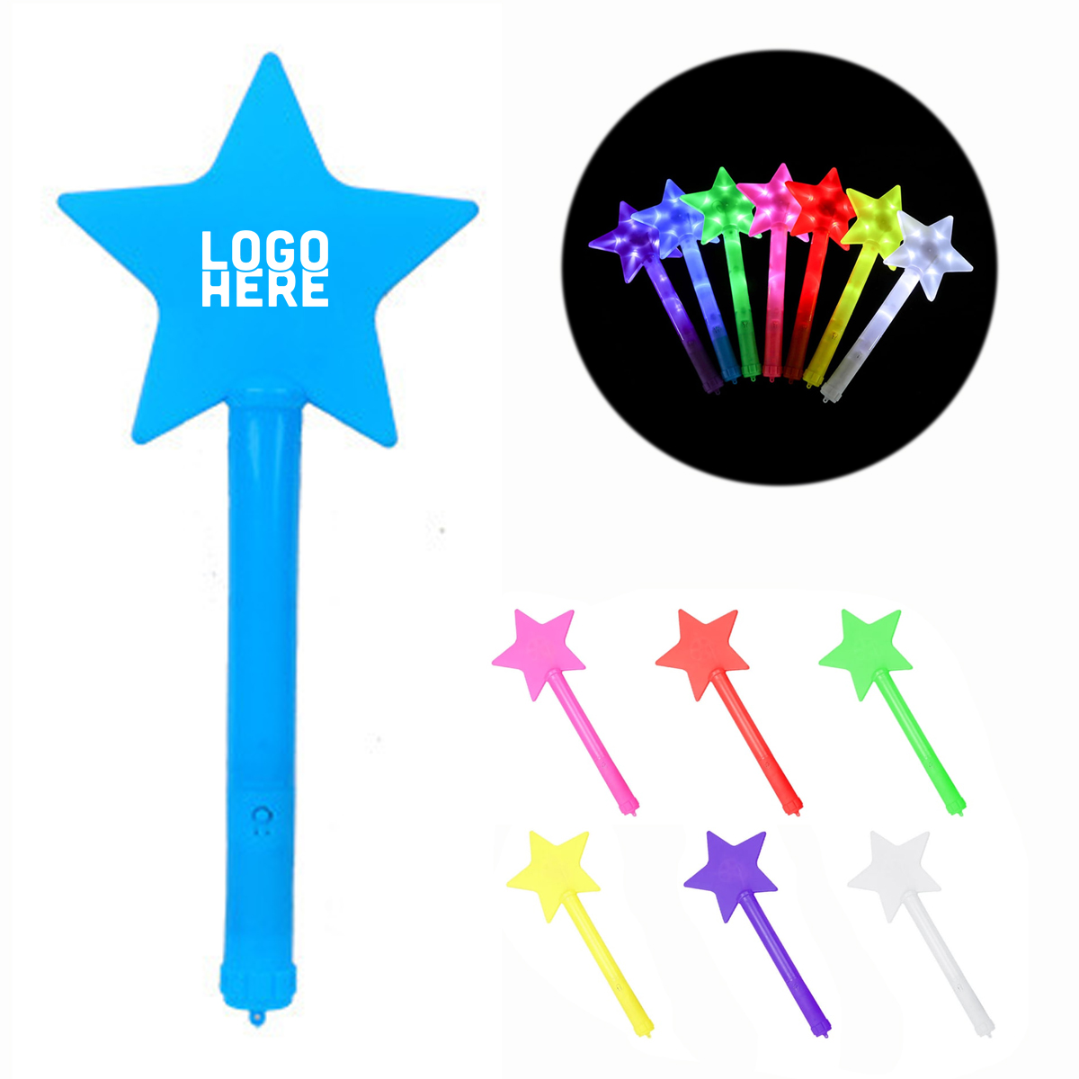 LED Flashing Light Up Star Stick Wands