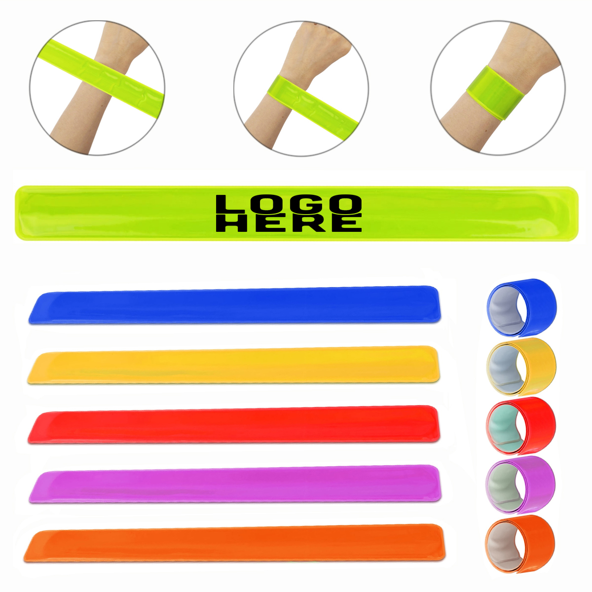 PVC Reflective Safety Slap Bracelets