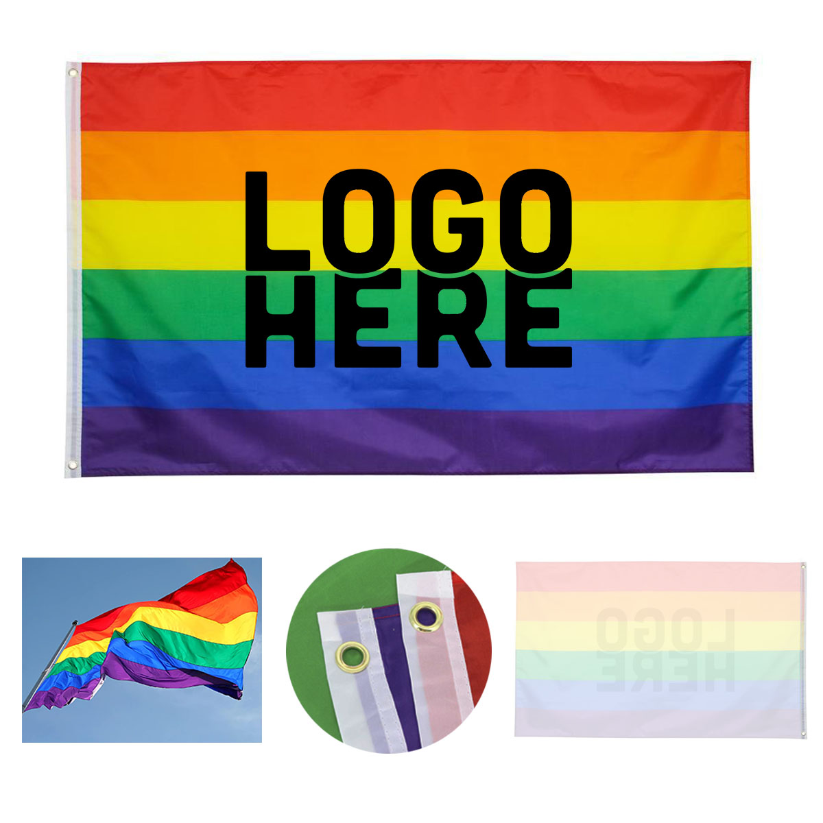 3' x 5' Single-Sided Rainbow Flag
