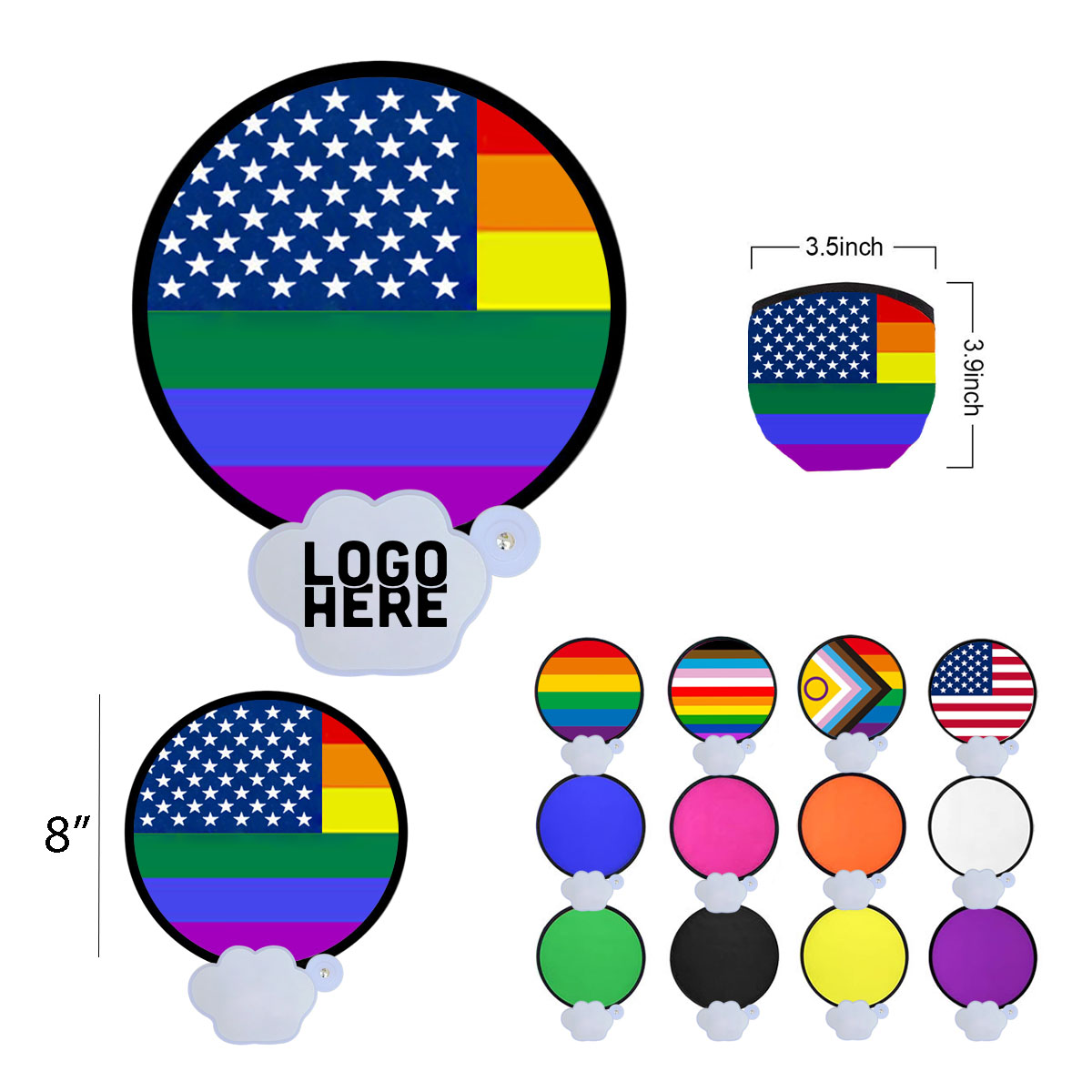 American Flag Rainbow Folding Fans