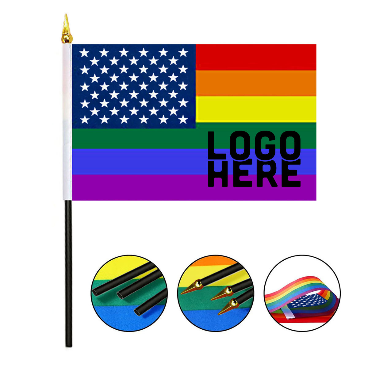 American Rainbow Hand Flag