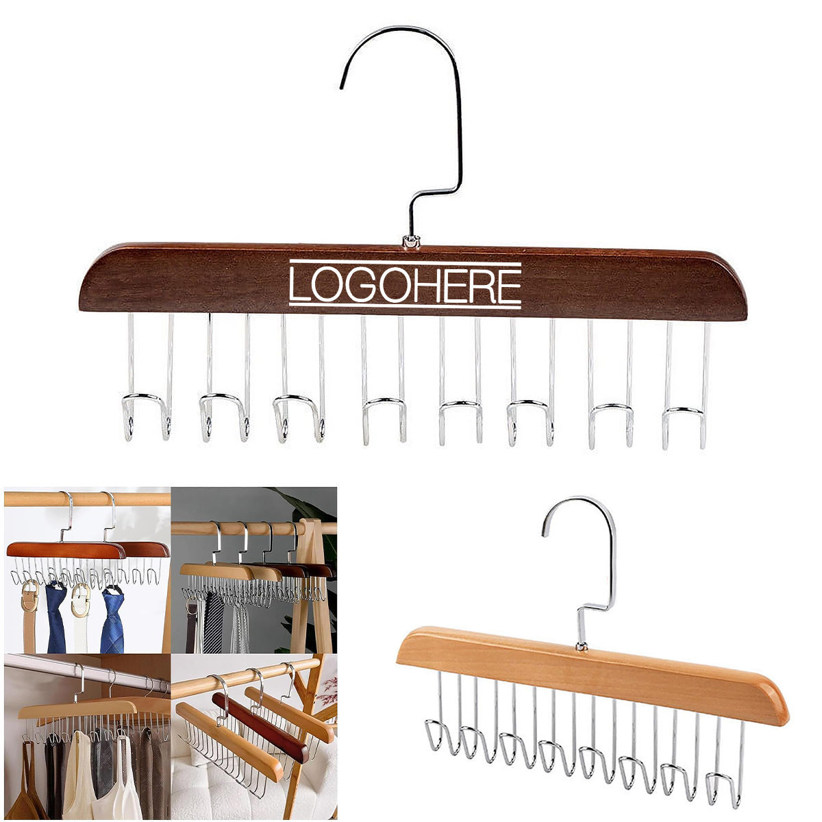 8 Hooks Wooden Hangers