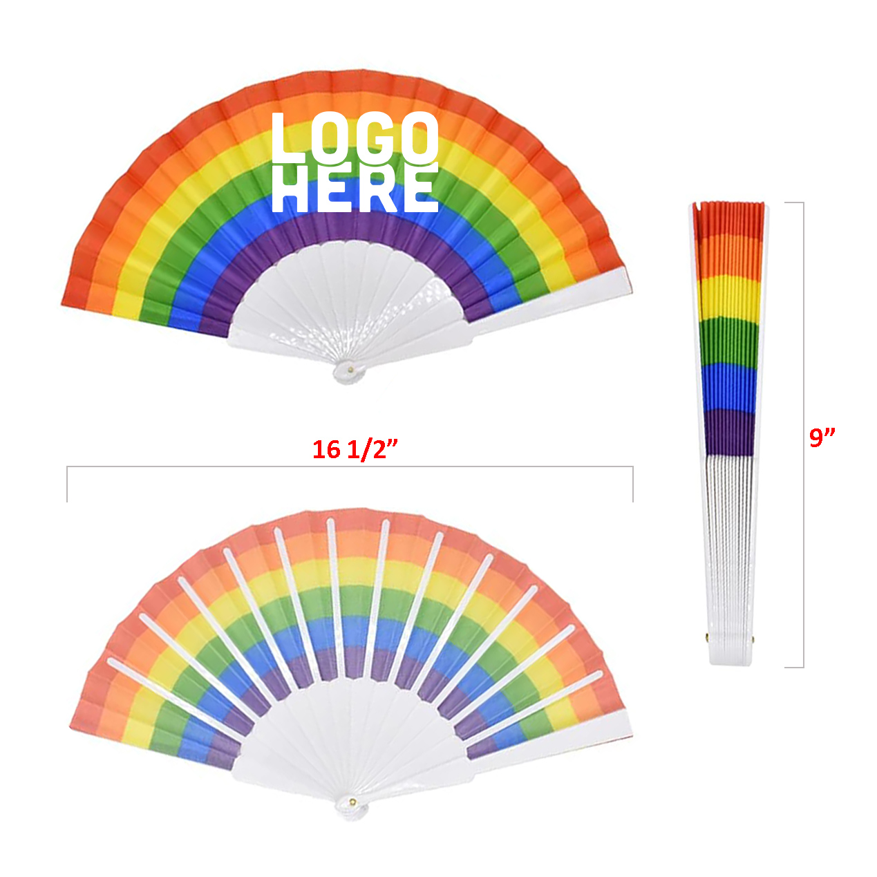Folding Rainbow Handheld Rave Fans