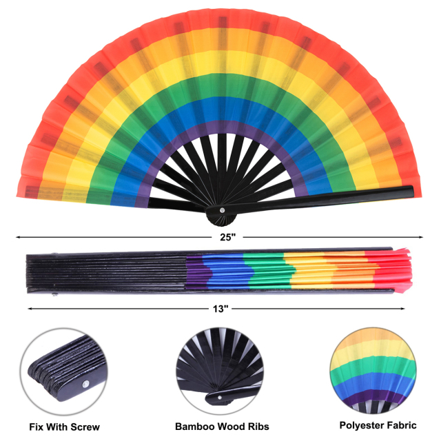 Large Pride Rainbow Folding Handheld Fans