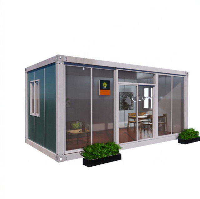 Ready-made container houses with glass
