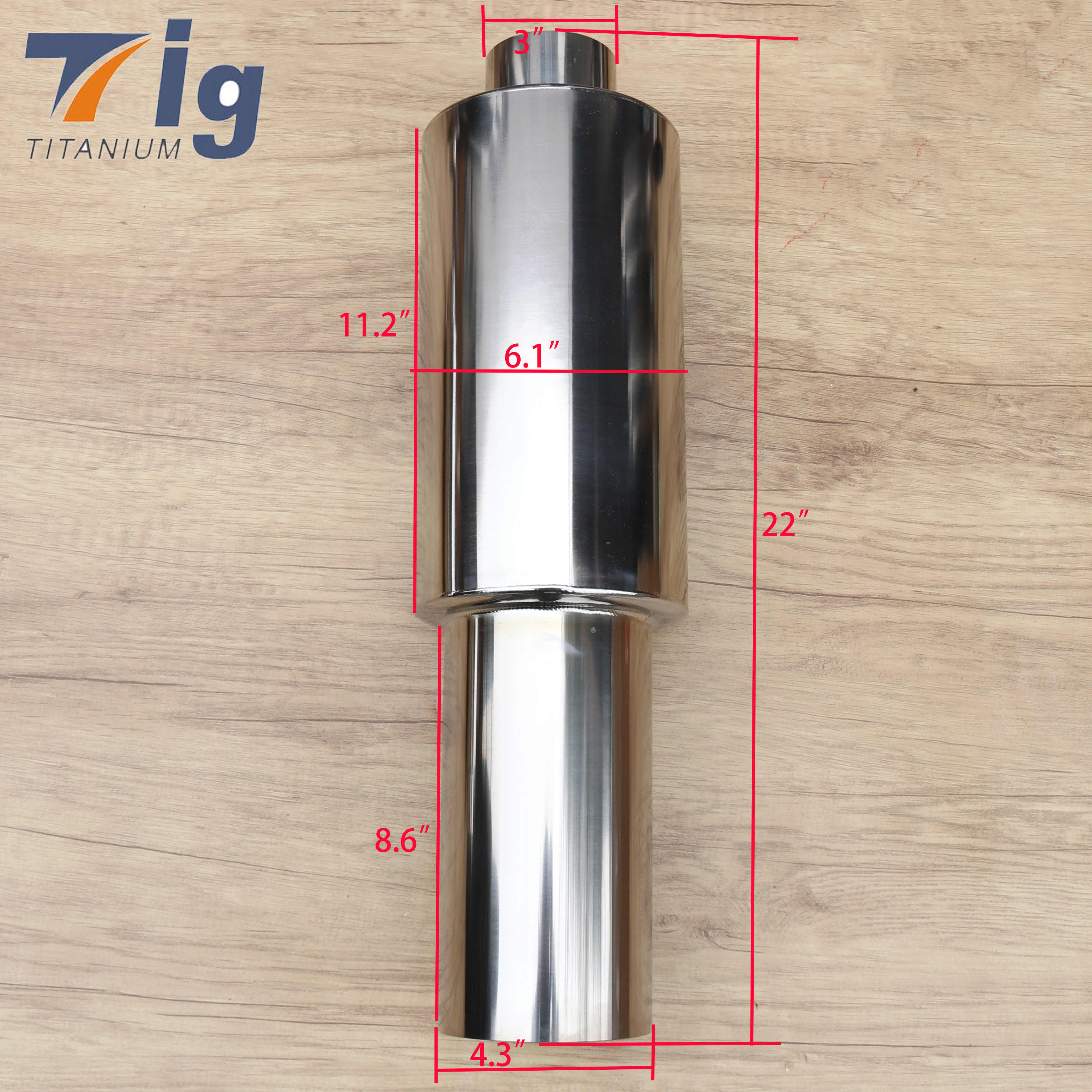 Customizable titanium plated 3" Inlet exhaust muffler