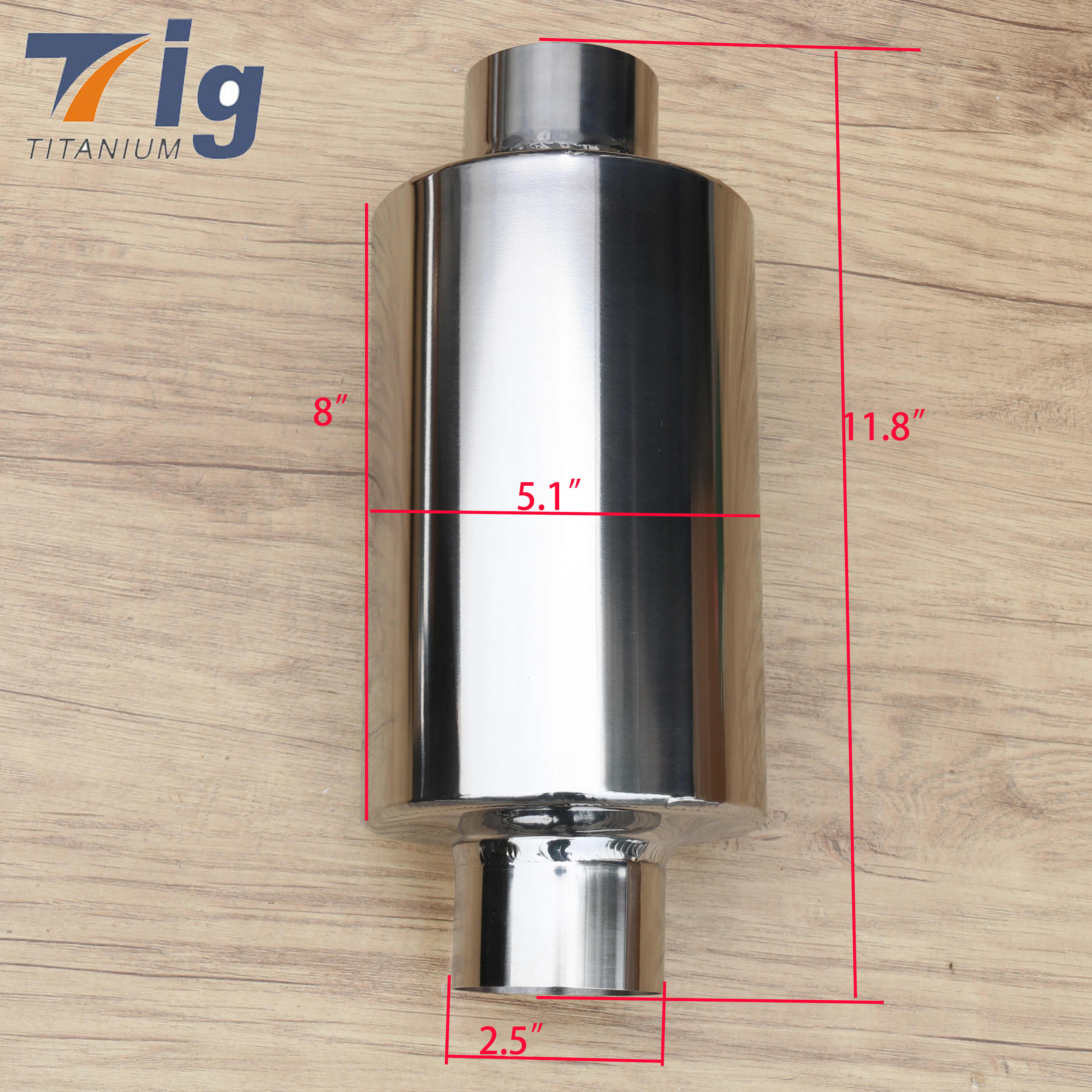 Customizable 2.5" titanium plated exhaust muffler