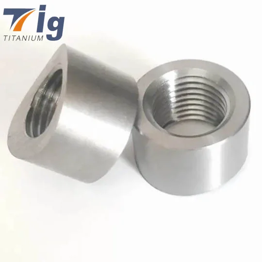 3in 8in NPT Titanium Sensor Bung 1.5in to 5in Tubing Coped End