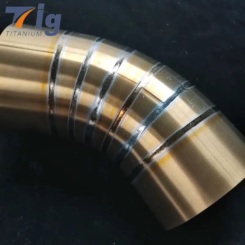 Golden Colored 5" 1.2mm Titanium Pre-welded Pie Cuts 1.5D Radius