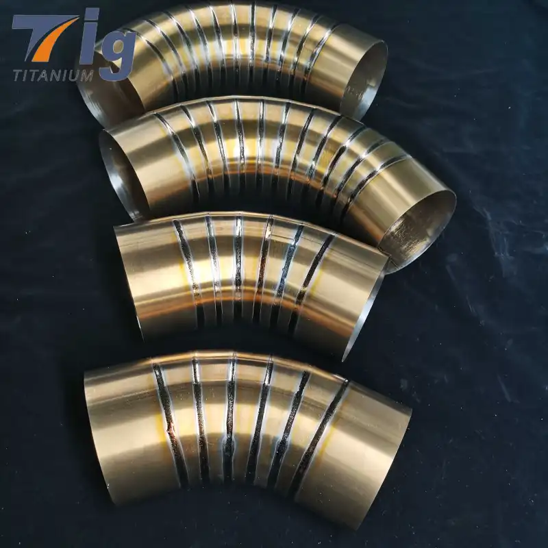 Golden Colored 5" 1.2mm Titanium Pre-welded Pie Cuts 1.5D Radius