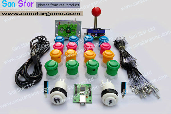 DIY Arcade Parts Bundles Kit With Joystick,Pushbutton,Microswitch,2 Player USB To Jamma Arcade ...