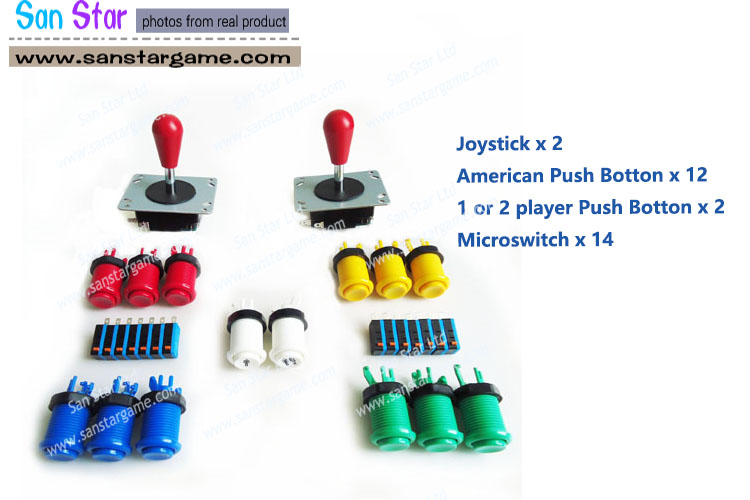 DIY Arcade parts Bundles With Joystick,Player button,American style button,Microswitch for button