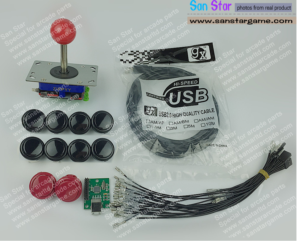 DIY Arcade parts Bundles With Arcade Controller 1*1+Joystick*1+Push ...