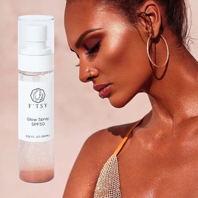 OEM SPF 50 Glow Sunscreen Spray Mist UVA UVB Sun Protection Shimmer ...