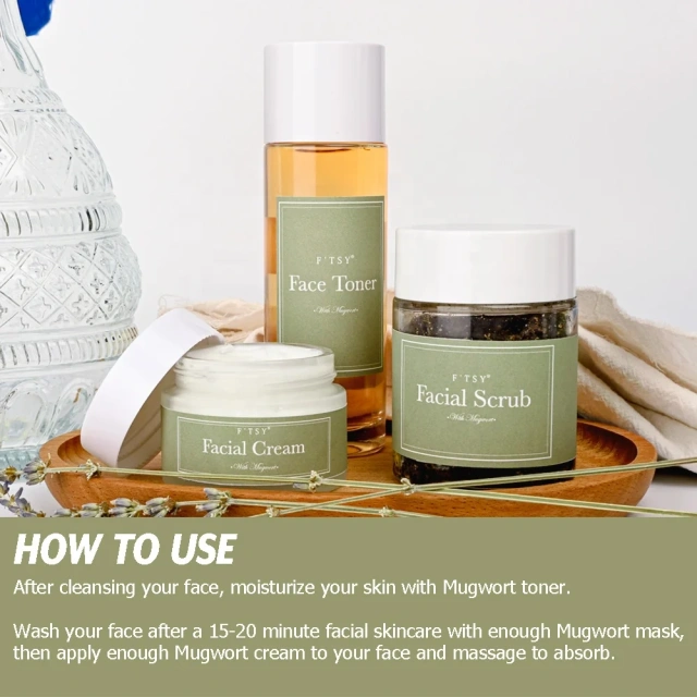 Herbal Mugwort Anti Aging Brightening Kit Mugwort Face Toner Cream ...
