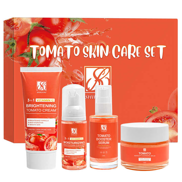 A 4-step Tomato Skincare Set featuring Vitamin C, Arbutin, and ...
