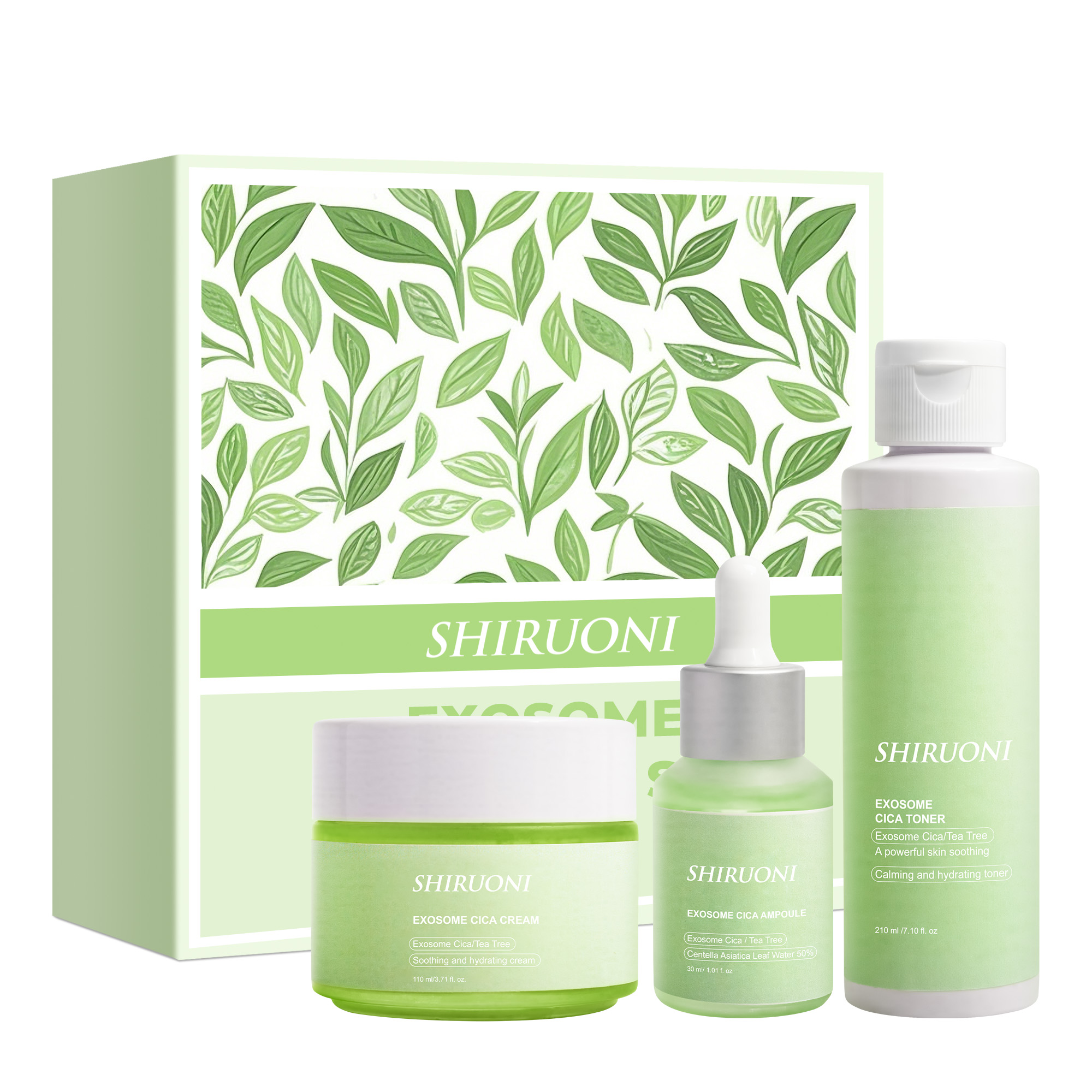 Exosome Centella Asiatica Cica Skin Care Set, Toner + Serum + Moisturizer