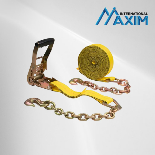 Boxer Heavy Duty Yellow Ratchet Tie-Down Straps with Chain Wire Hook