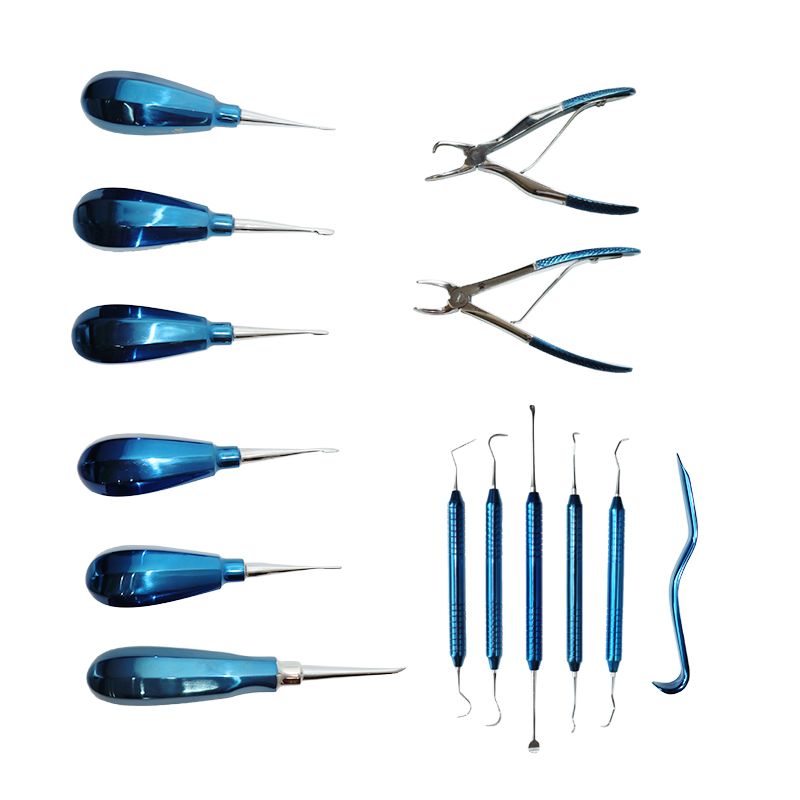 14 piece dental instrument set- deep blue (without box)