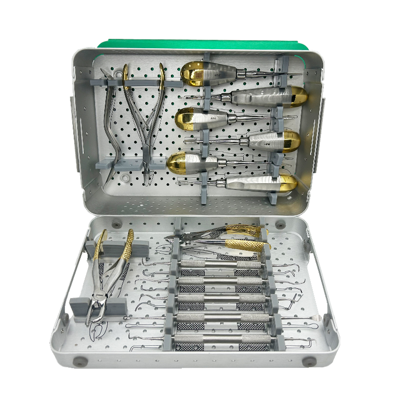 15 pieces dental instruments with double layer instrument box