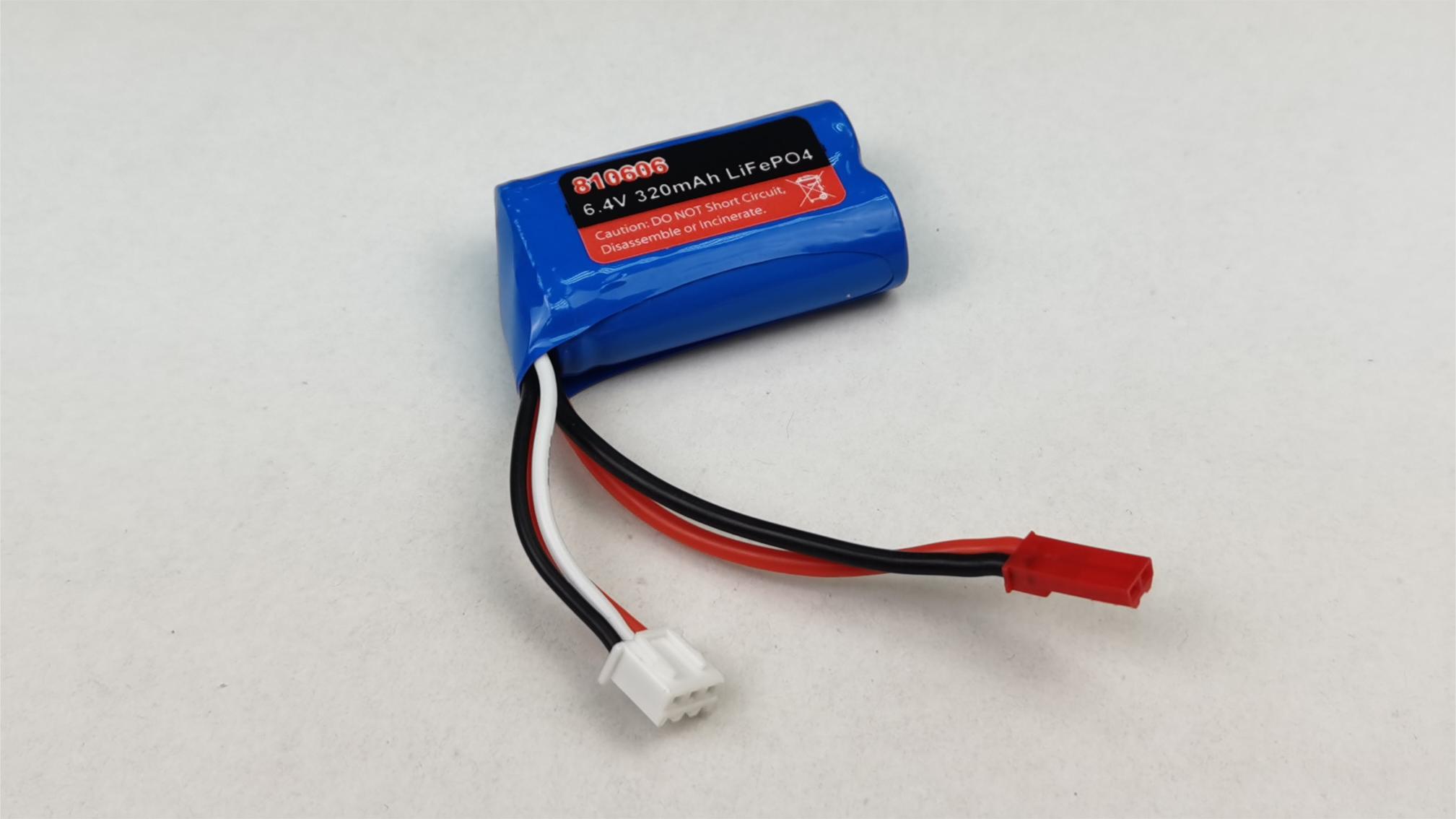 【Item No.:810606】6.4V 320mAh LiFePo4 Battery with balance charging plug