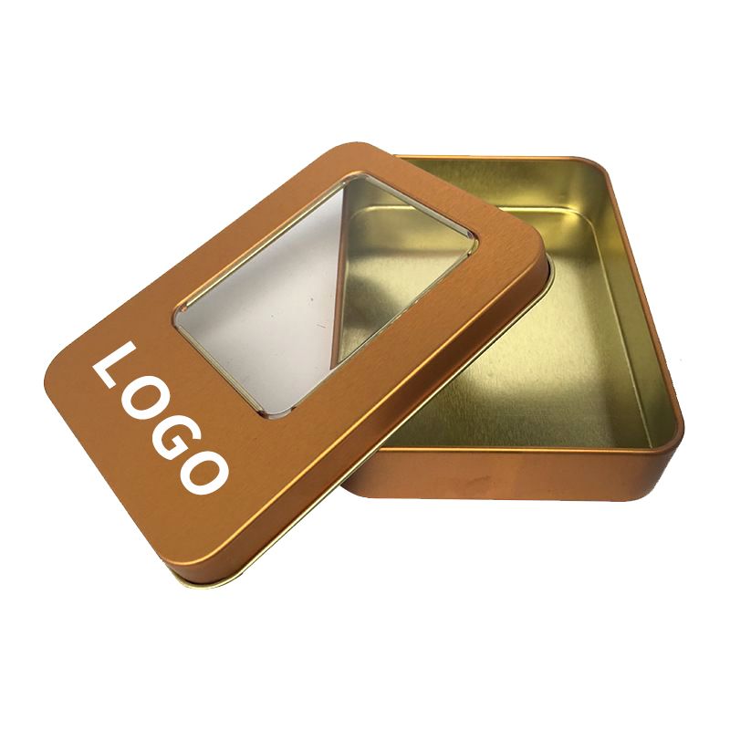 Rectangular Empty Tin Box With Window