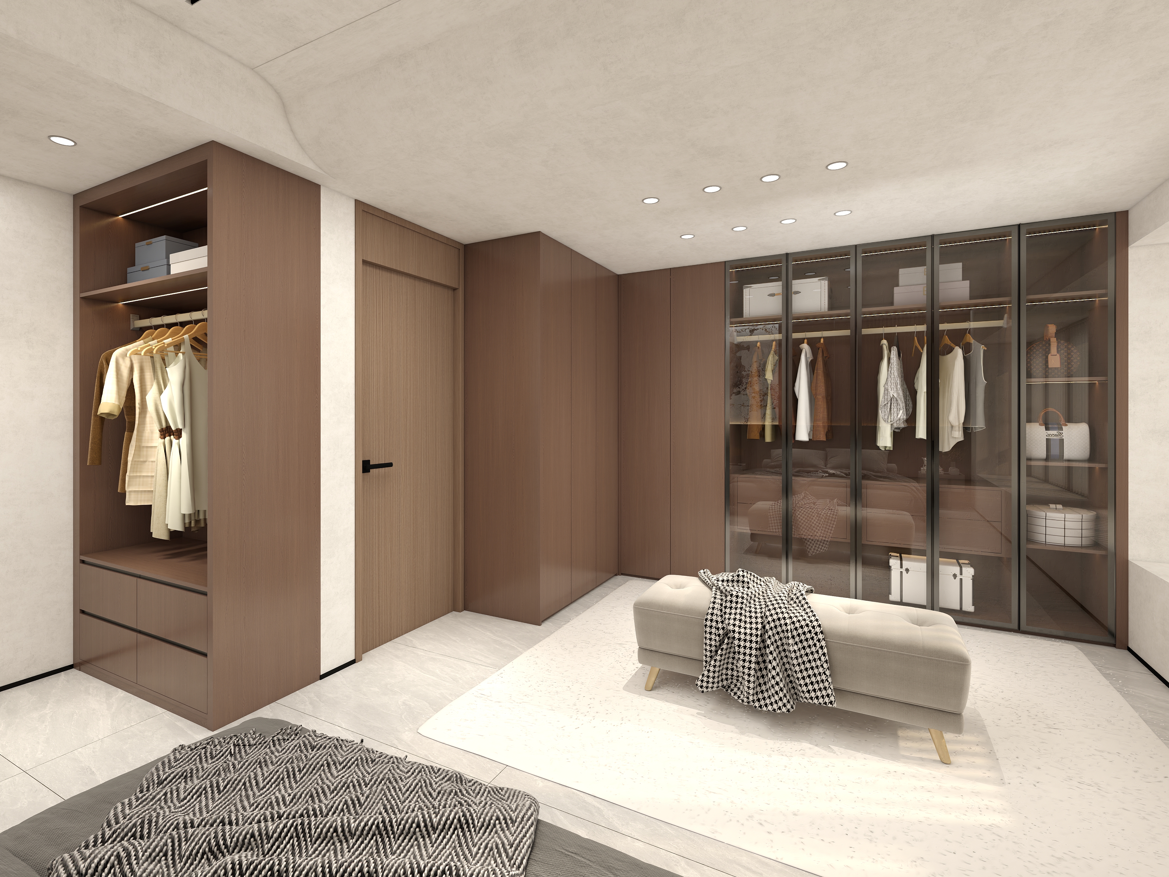 Modern Plywood Wardrobe Cabinets Wooden Clothes Almirah with Classical ...