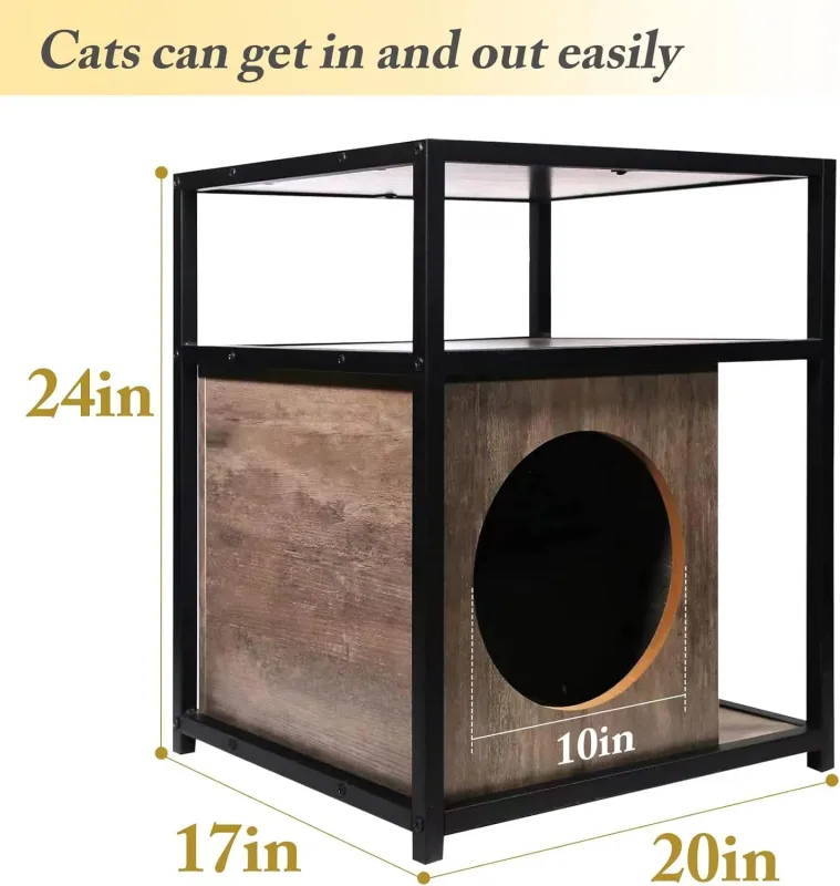 Sabri shopee Cat House with End Table Nightstand Cat Washroom Litter ...