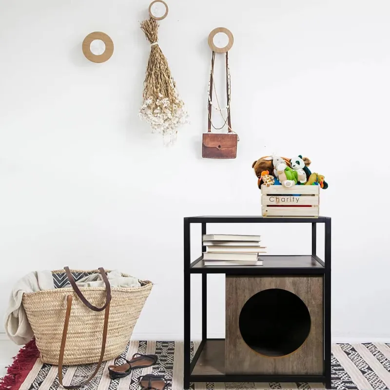 Sabri shopee Cat House with End Table Nightstand Cat Washroom Litter ...