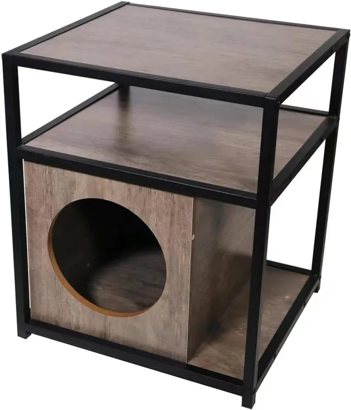 Sabri shopee Cat House with End Table Nightstand Cat Washroom Litter ...