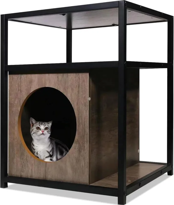 Sabri shopee Cat House with End Table Nightstand Cat Washroom Litter ...