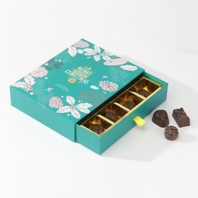 Luxury Private Label Pull Out Box Chocolate Drawer Box Blue Color ...