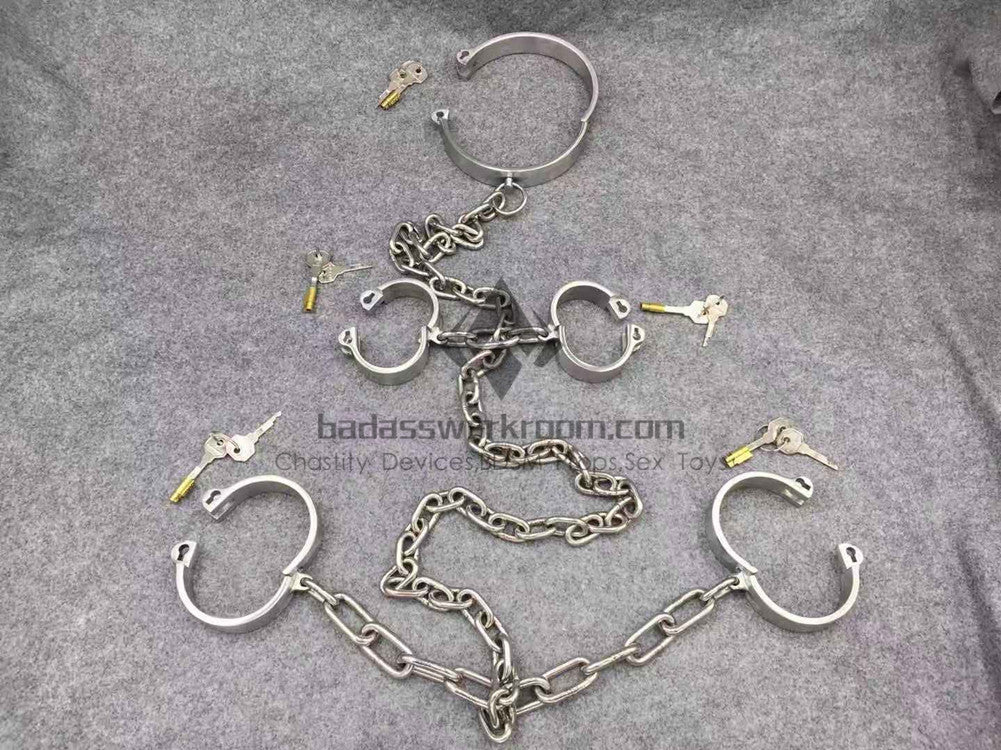 Integrated Cylinder Core Lock Chain Connected Steel Bondage 3 In 1 Kit,