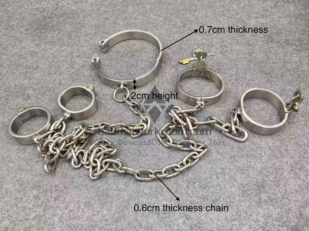 Integrated Cylinder Core Lock Chain Connected Steel Bondage 3 In 1 Kit,