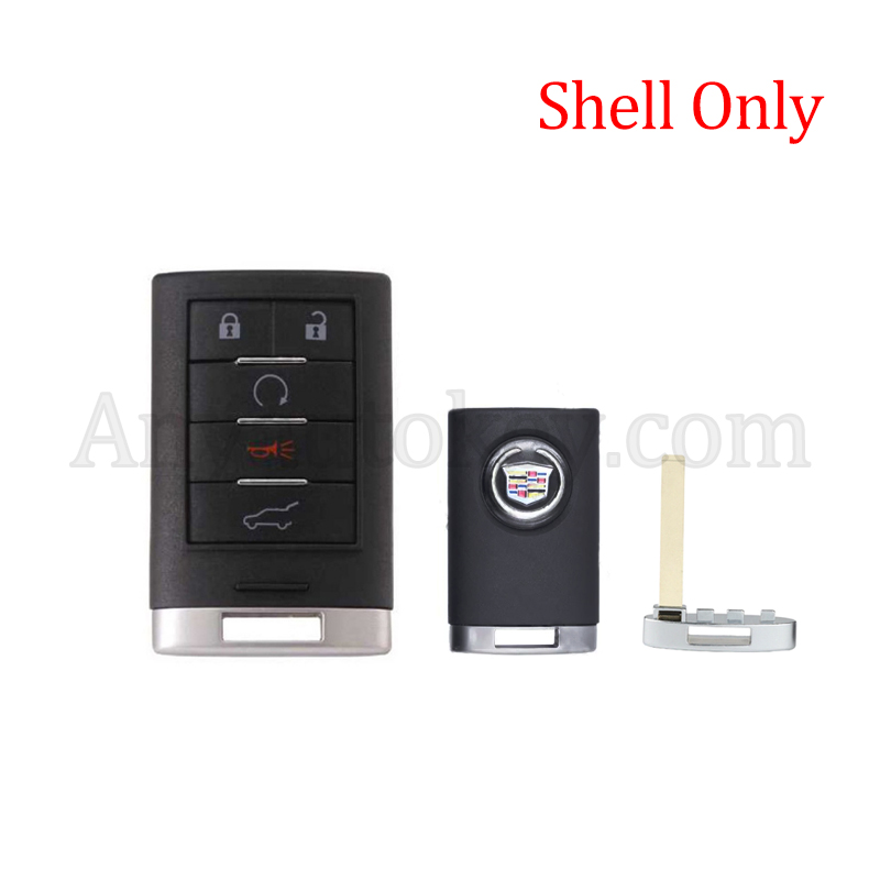 Cadillac 5 button smart key card shell with blade and battery clamp