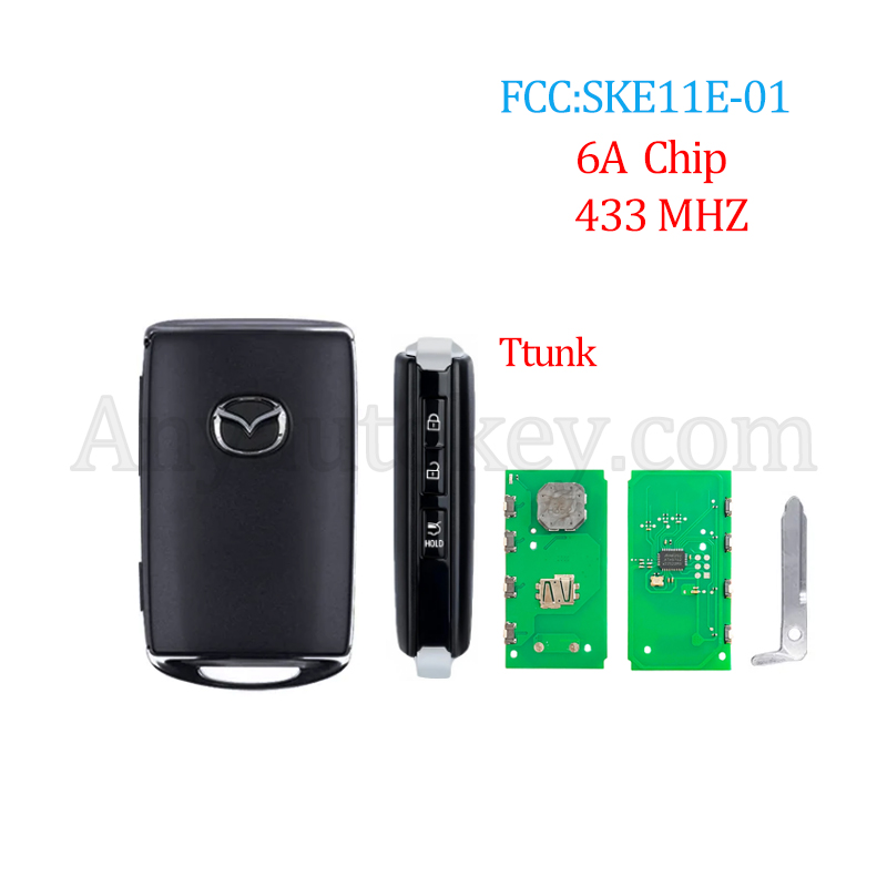 3 Button Smart Remote Key Fob 433MHz SKE11E-01 For Mazda 3 Mazda3 M3 CX ...