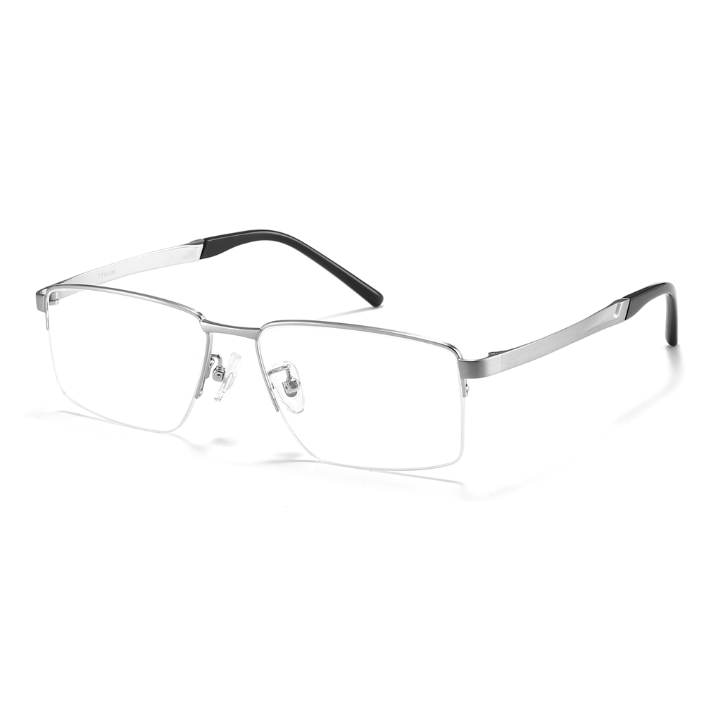 Custom Titanium Half-Rim Rectangular Optical Frame for Professional Men ...