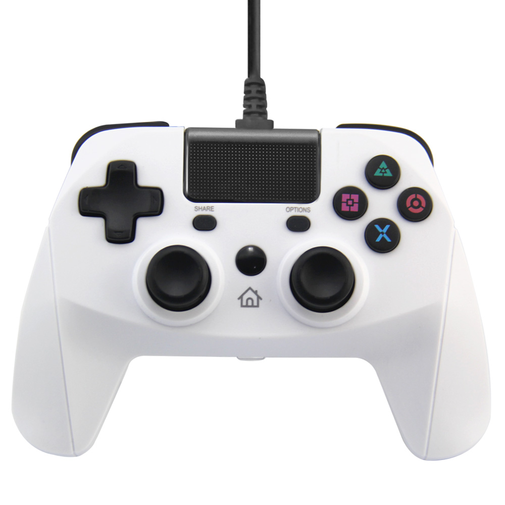 TOPWOLF PS4/PS3/PC Wired Controller with Sensor Function（White）