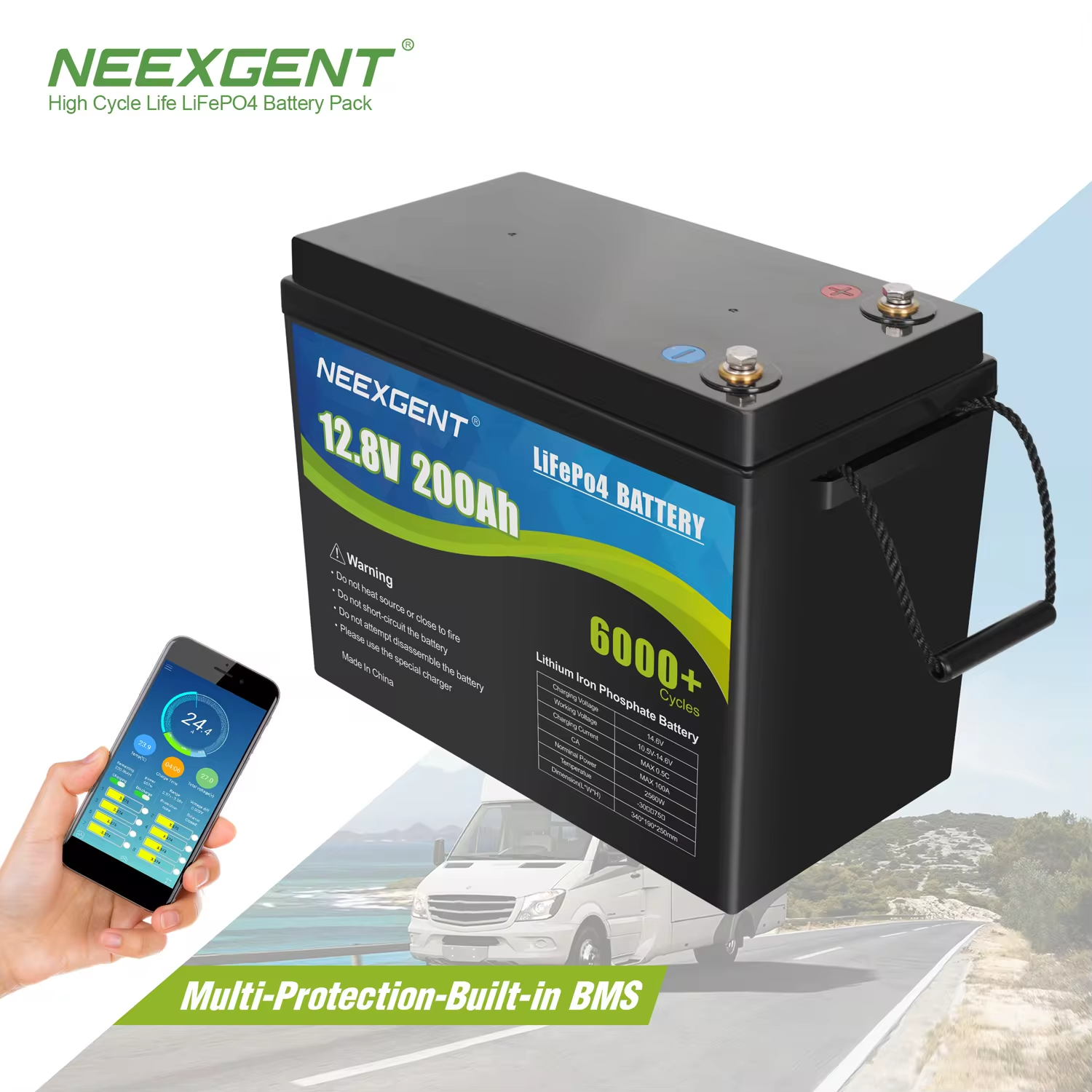 6000 Deep Cycles 12v 200ah Rechargeable Lifepo4 Battery Pack for Solar ...